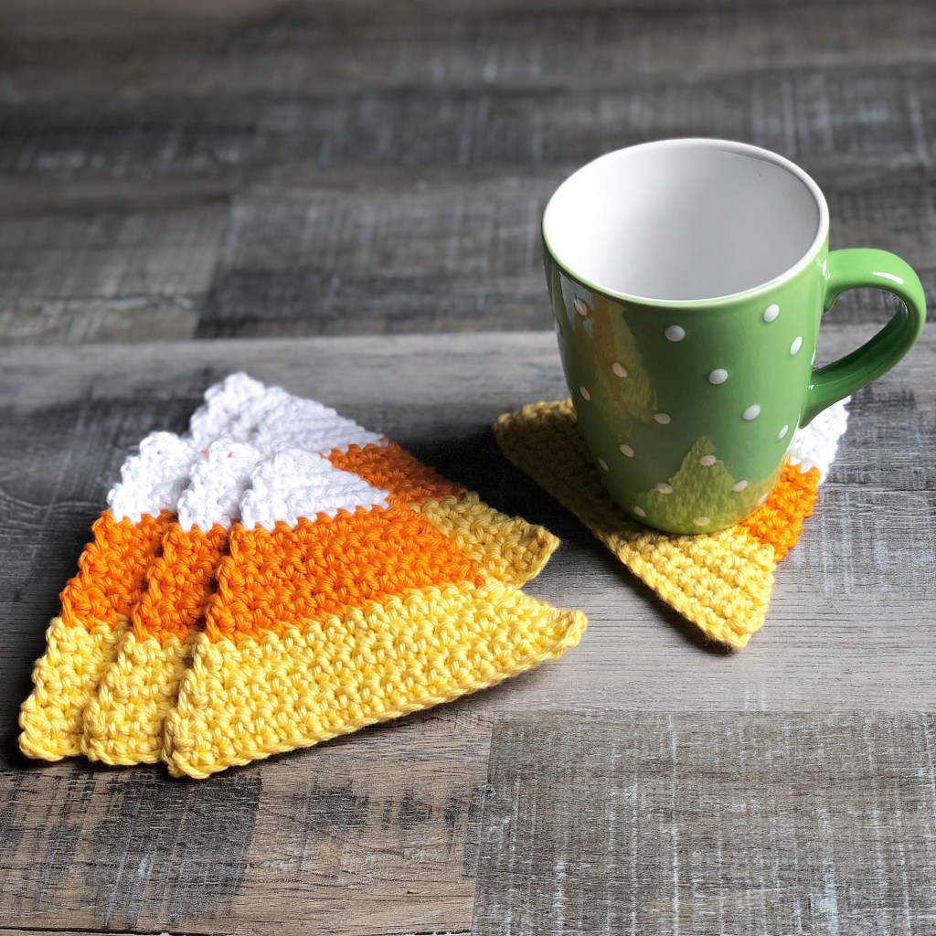 Crochet Candy Corn Coasters | Creating Me