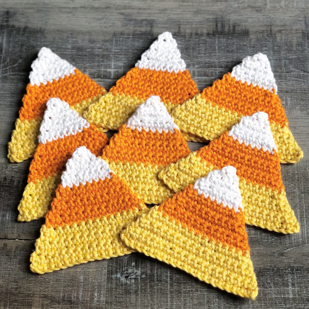 Crochet Candy Corn Coasters | Creating Me