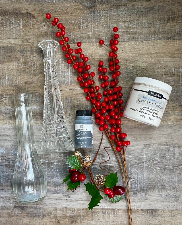 Chalk Painted Christmas Bud Vase | Creating Me