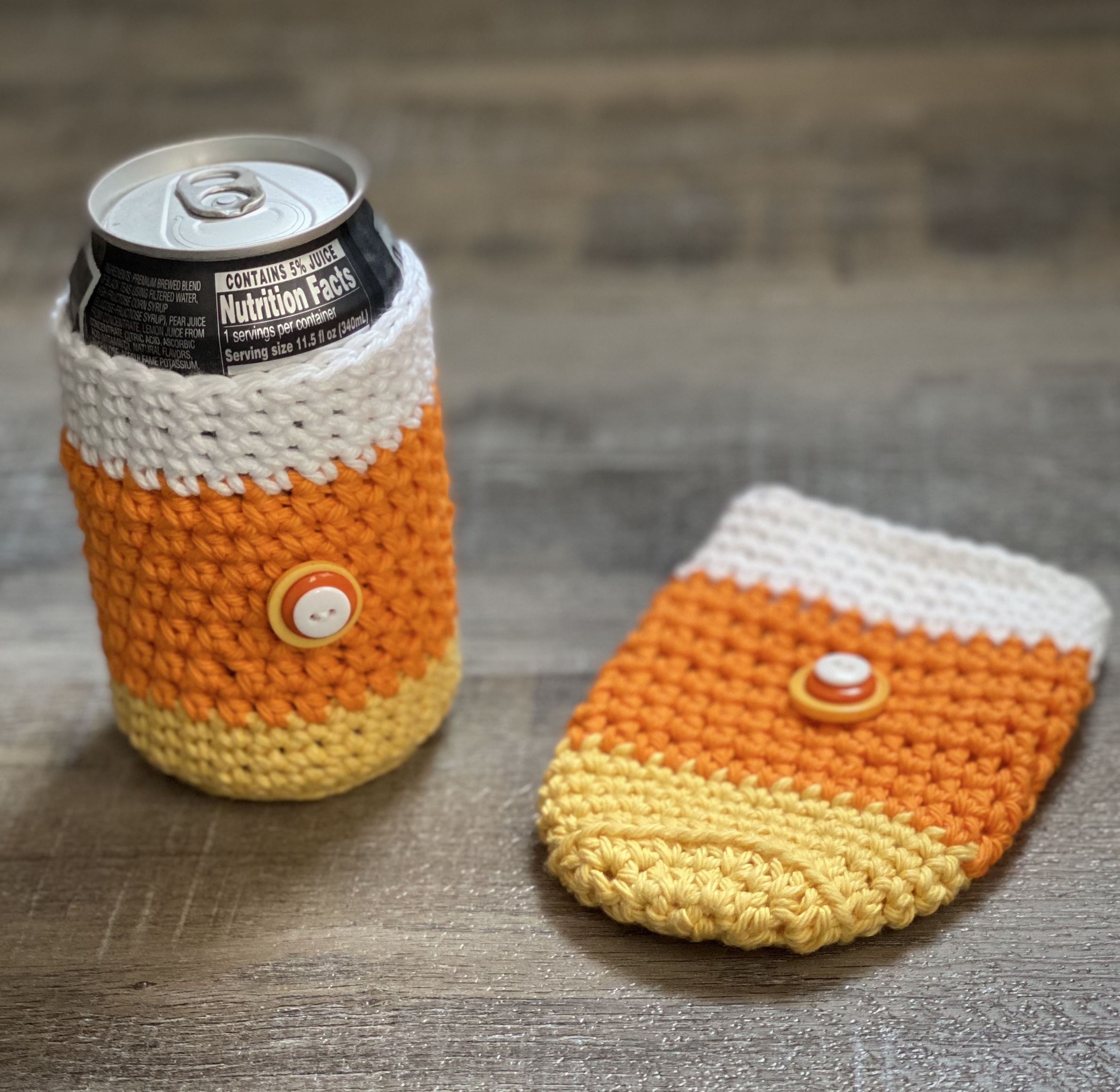 Crochet Candy Corn Can Cozy | Creating Me