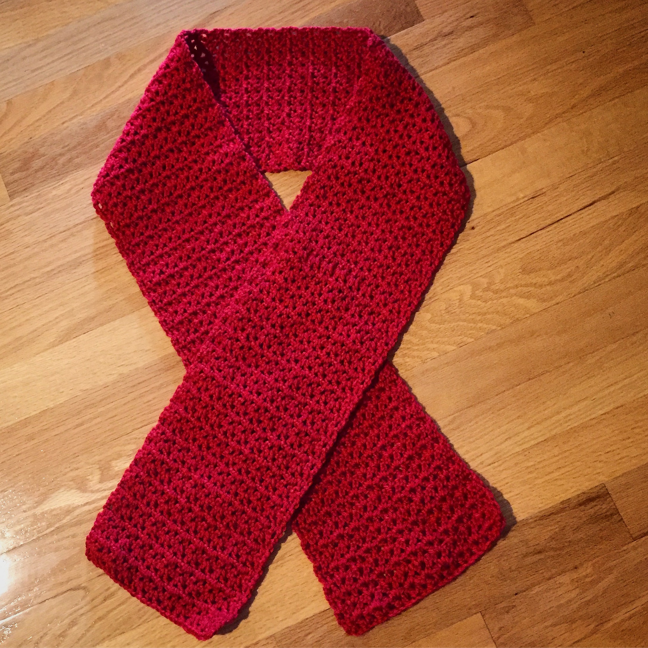 Red Crochet V-Stitch Scarf | Creating Me