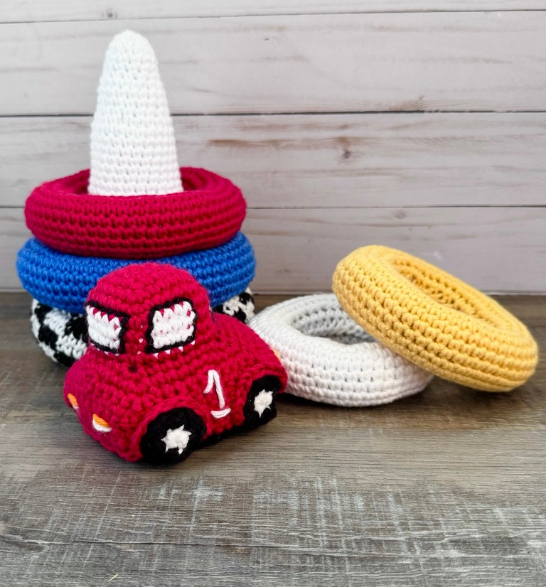 Crochet Race Car Stacking Ring Toy | Creating Me