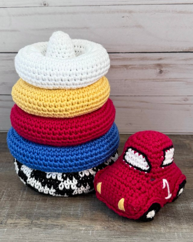 Crochet Race Car Stacking Ring Toy | Creating Me